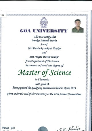 Masters Degree Certificate | PDF