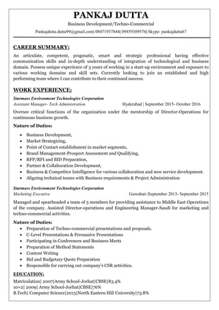 PANKAJ DUTTA_BUSINESS_DEVELOPMENT | PDF