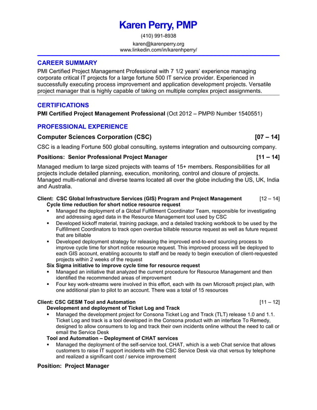 Karen_Perry_Resume linkedin | DOC | Business | Business and Finance