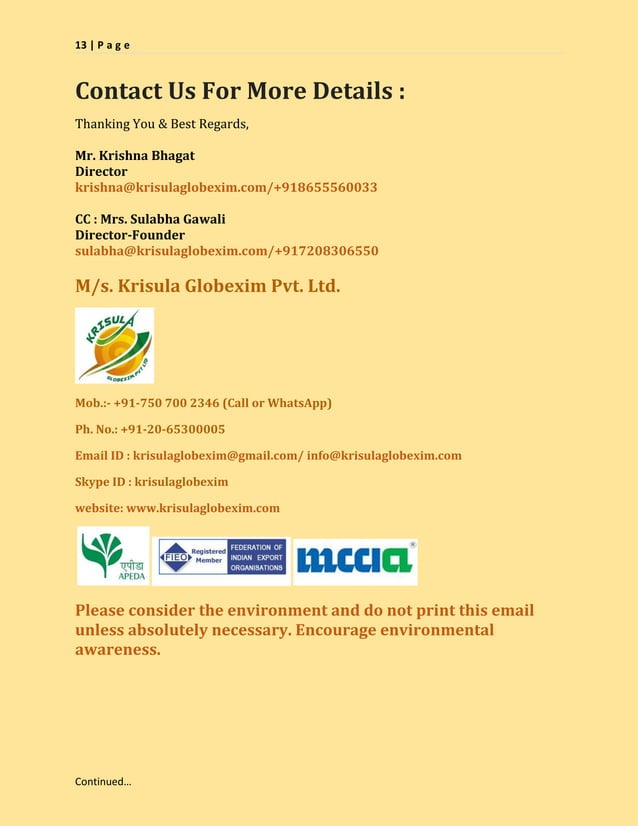 KrisulaGlobexim_Our Products | PDF