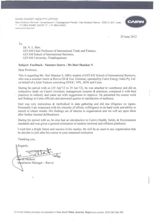 Appreciation Letter - Cairn Summer Intern project.PDF