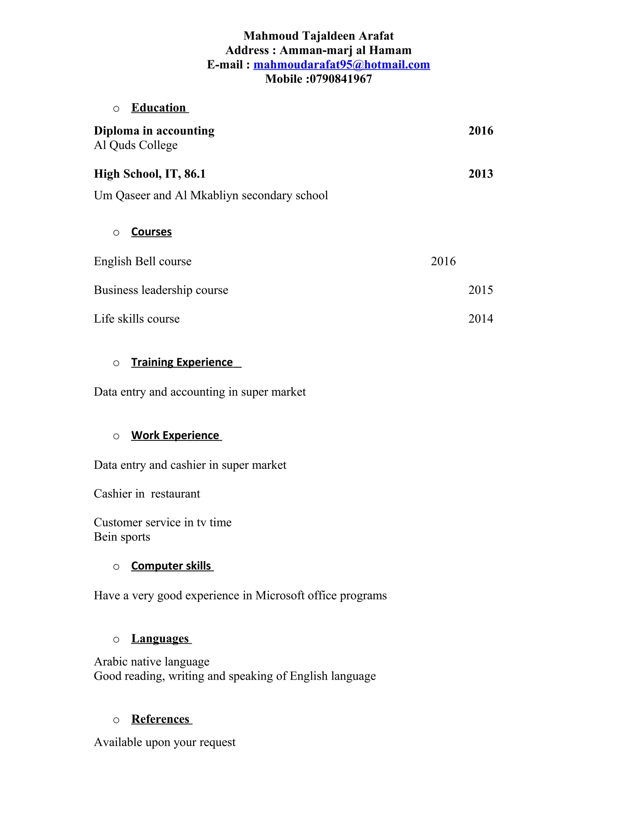 Mahmoud Arafat CV | PDF