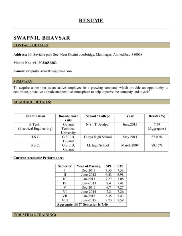 Swapnil Bhavsar - Resume | PDF