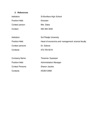 CURRICULUM VITAE OF GERALDINE PHEMELO LOUW | PDF