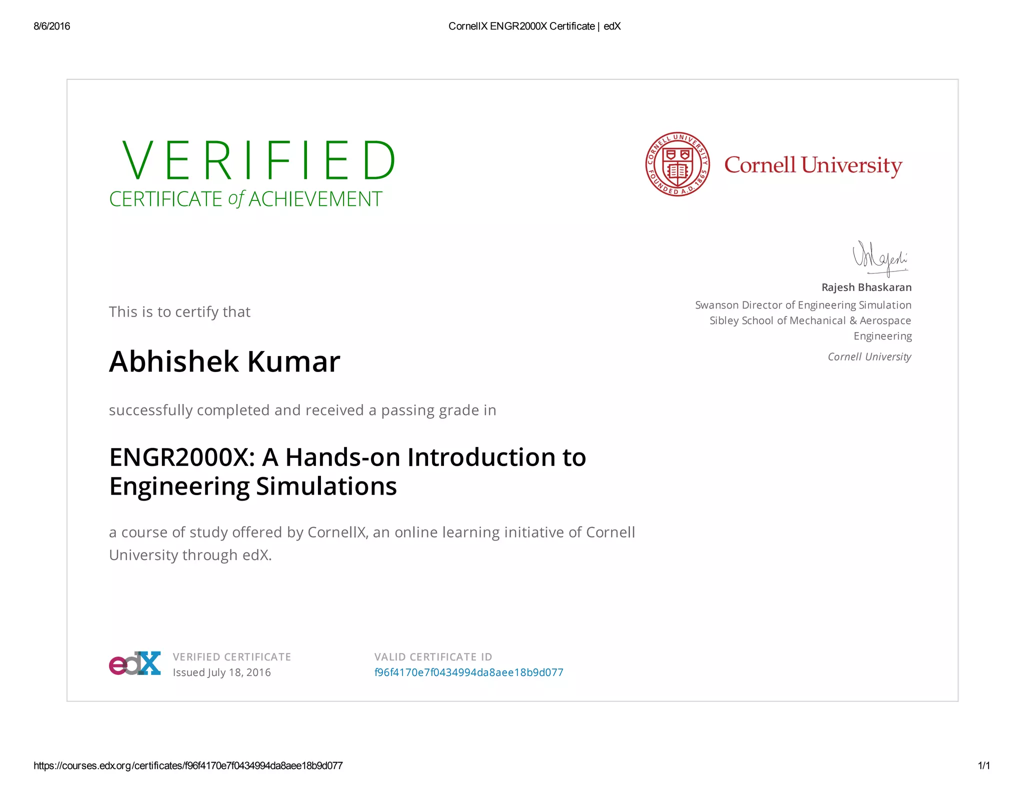 CornellX ENGR2000X Certificate _ edX | PDF