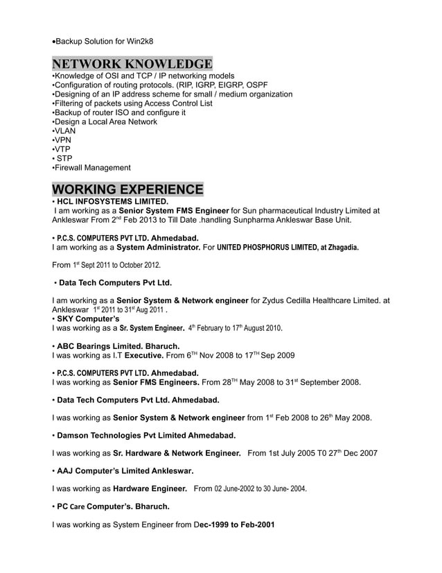 Hemant Patel C.V | DOC | Operating Systems | Computer Software and Applications