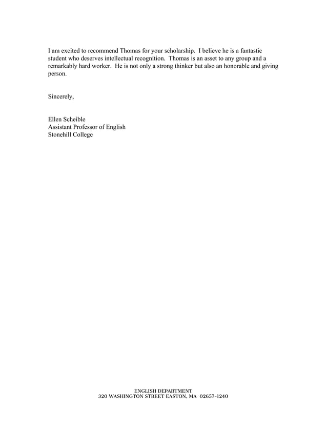 Recommendaton Letter - Professor Ellen Scheible | PDF | Secondary ...