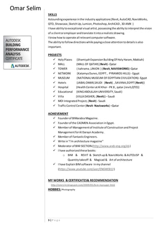 Omar Selim cv bim | DOCX