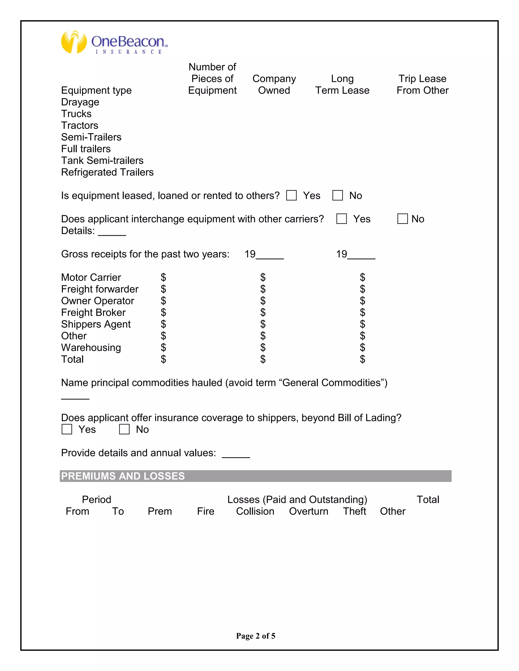 motor_truck_cargo_applicationonebeacon | PDF | Motor Insurance | Insurance