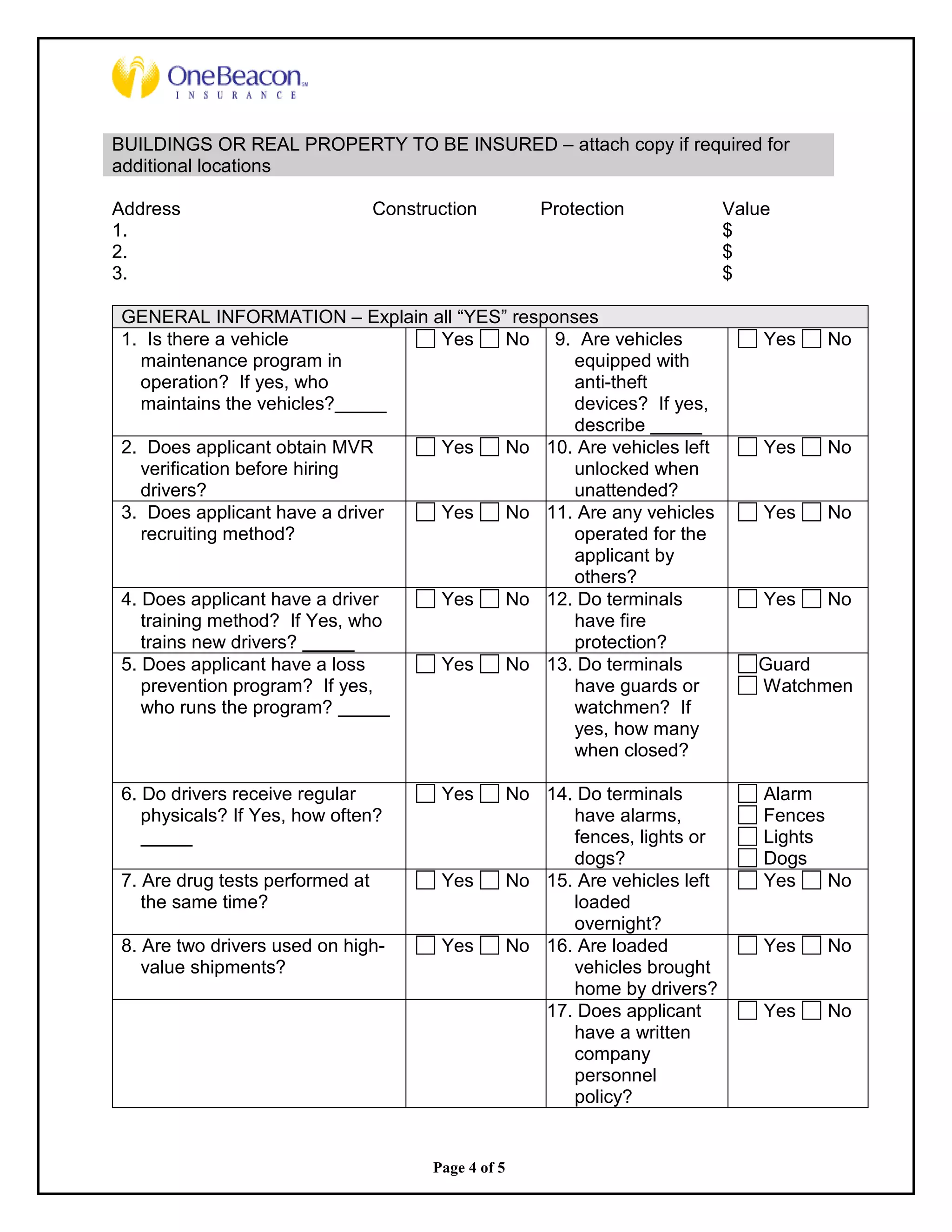 motor_truck_cargo_applicationonebeacon | PDF | Motor Insurance | Insurance