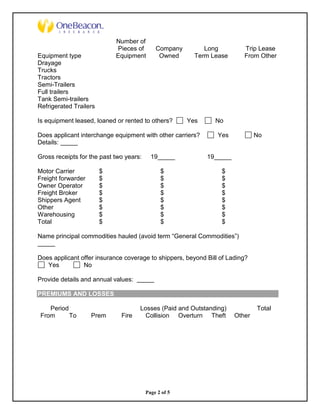 motor_truck_cargo_applicationonebeacon | PDF | Motor Insurance | Insurance