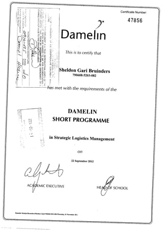 strategic logistics management certificate | PDF