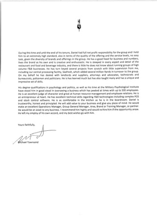 Letter of Reference Daniel Evans | PDF