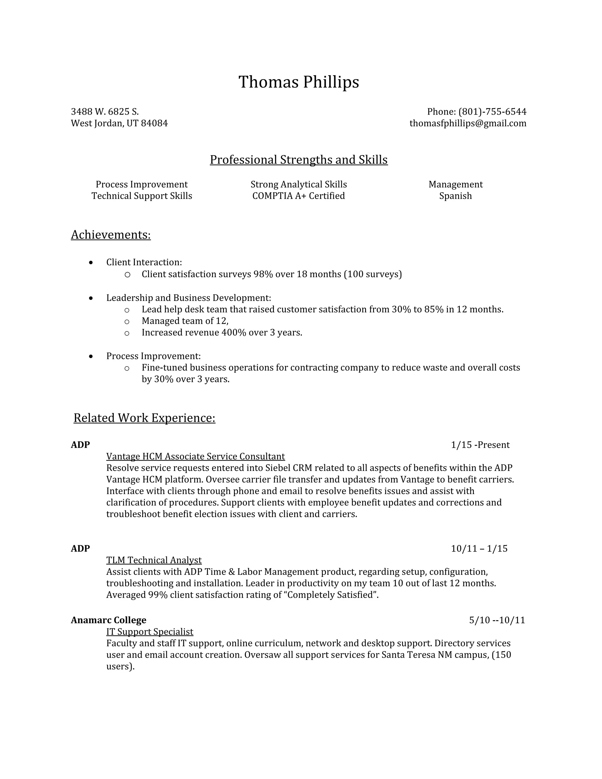 Thomas Phillips Resume 12-1-15 | PDF