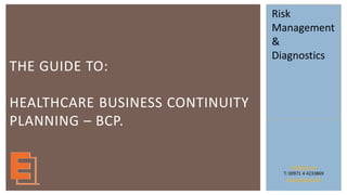 Healthcare Business Continuity Planning - BCP | PDF