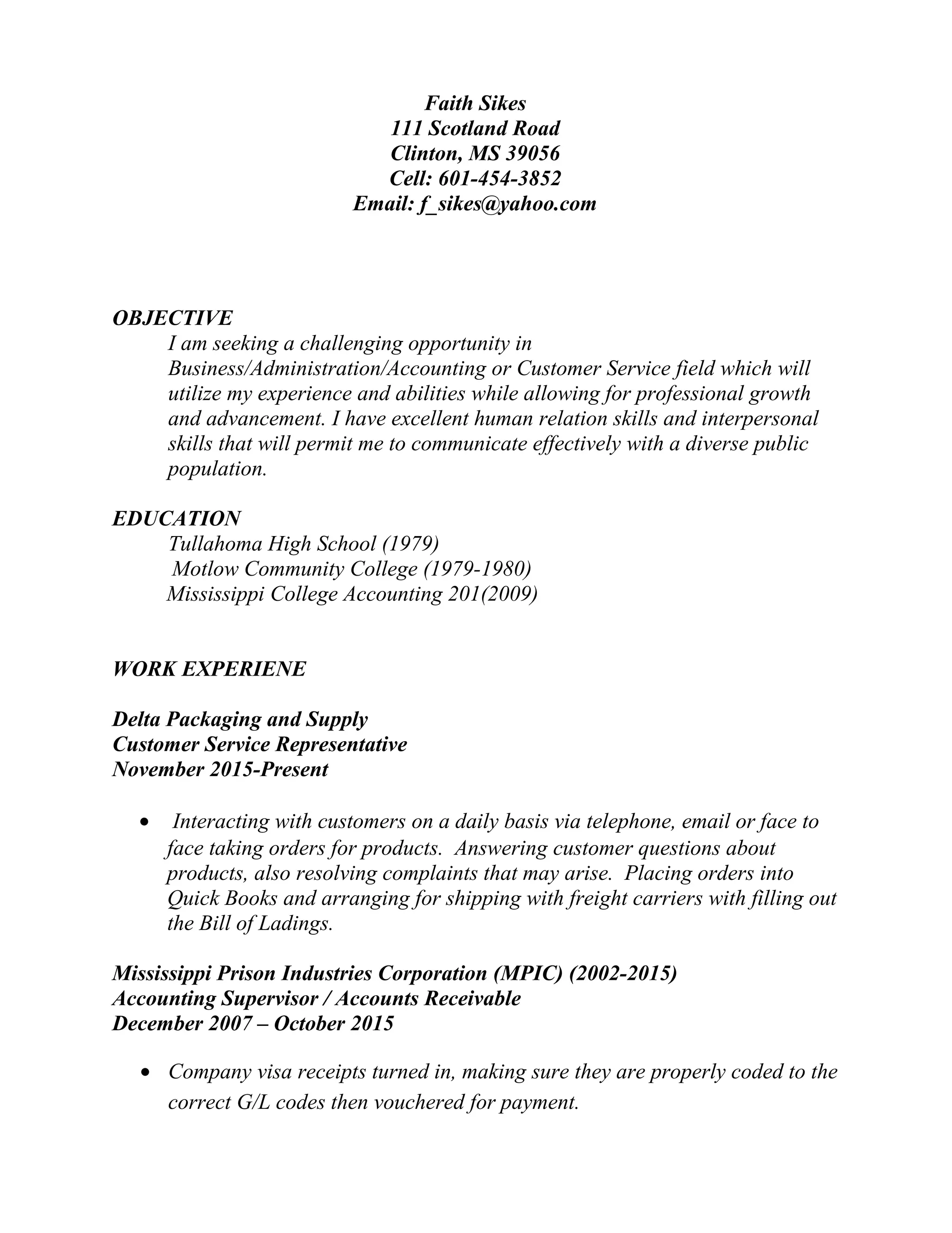 Faith's Resume | DOC