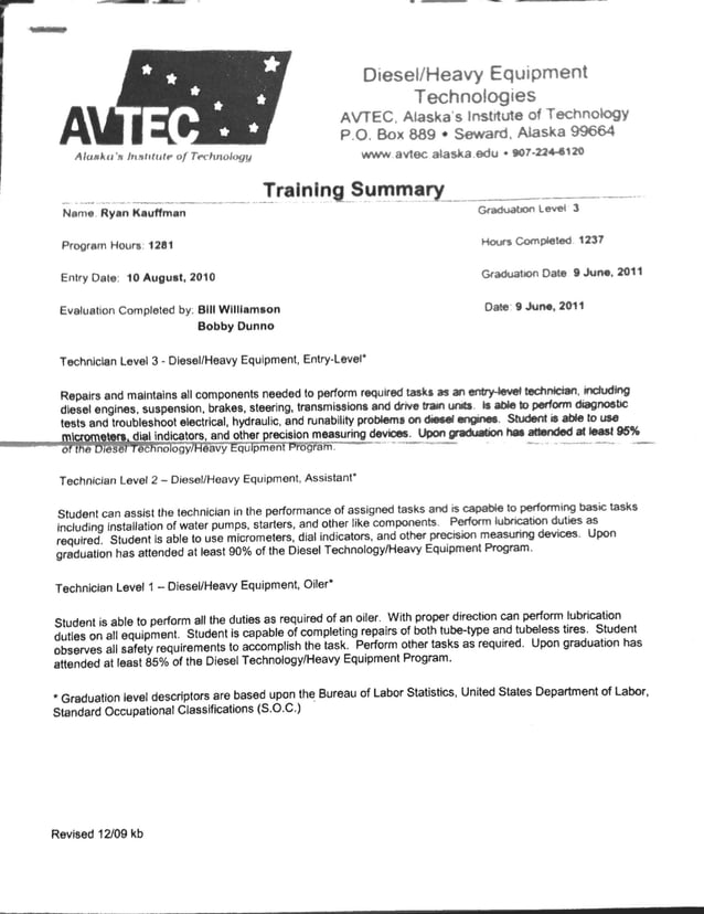 Avtec training summary | PDF