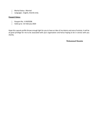 Muhammad Shamim up date CV 30-11-2015 | PDF