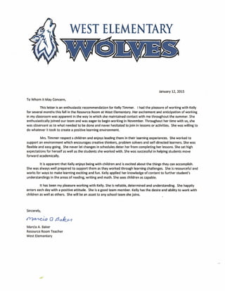 Letter of Recommendation Marica Baker | PDF