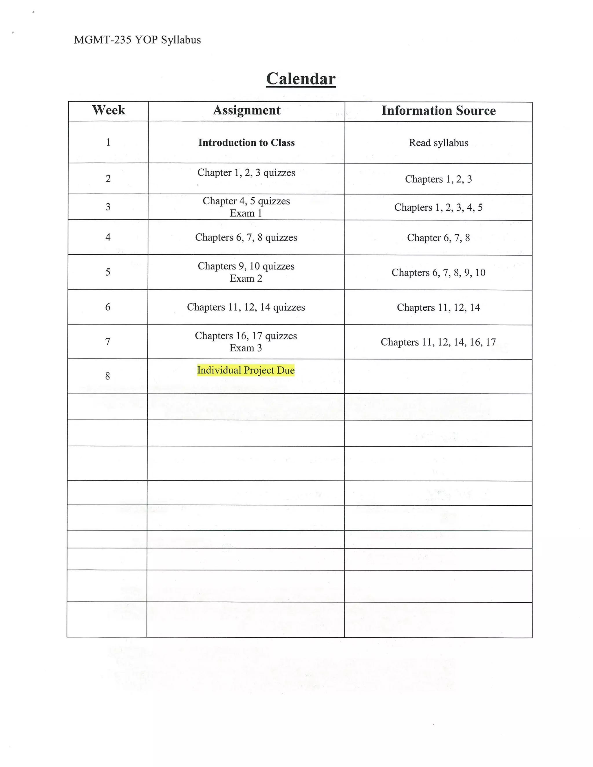 MGT 235 SYLLABUS | PDF