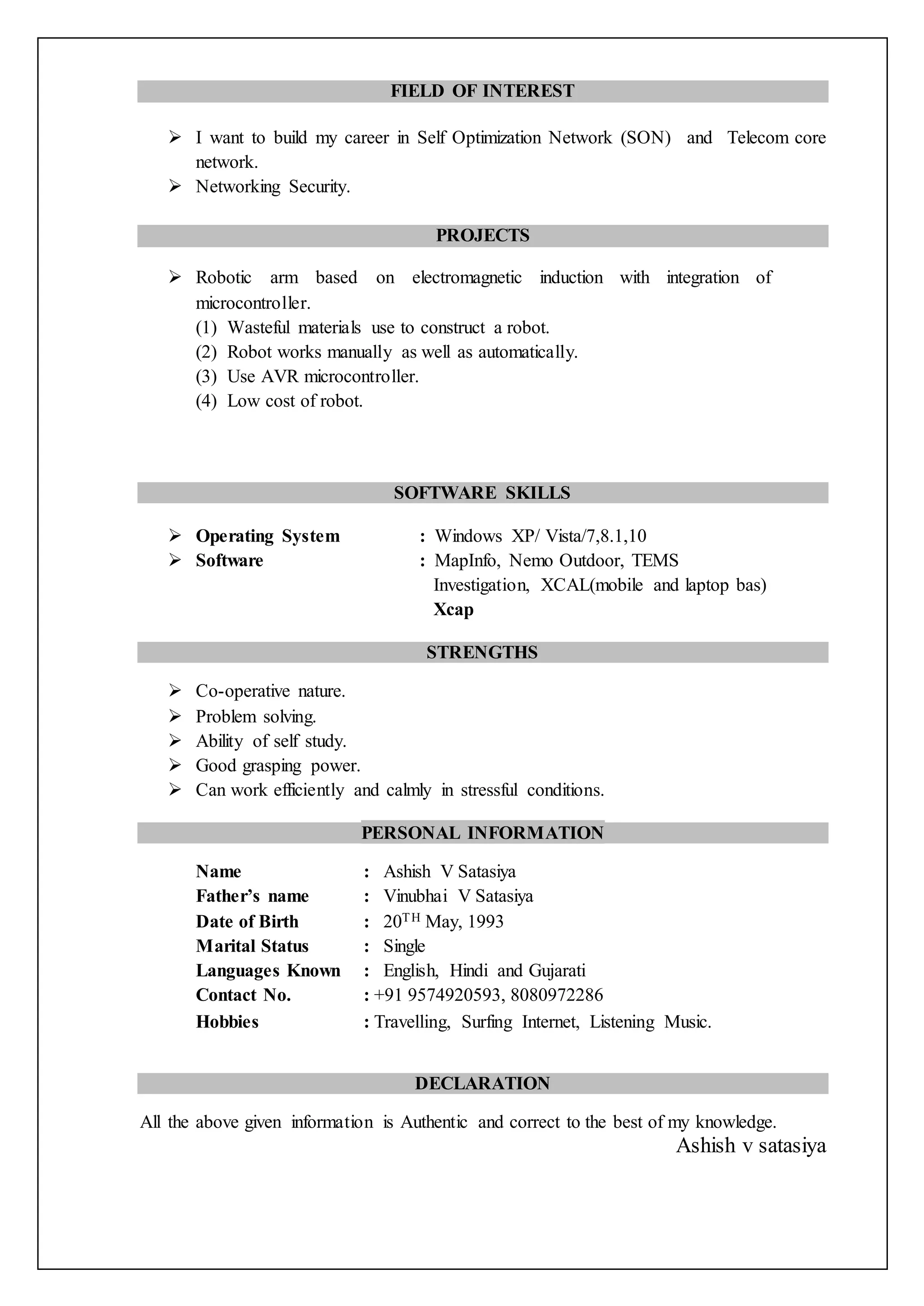 ashish satasiya cv | DOCX