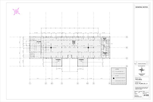 COMMERCIAL BUILDING REVIT 3D - Sheet - A105 - CLG- PLAN LVL- 2 | PPT