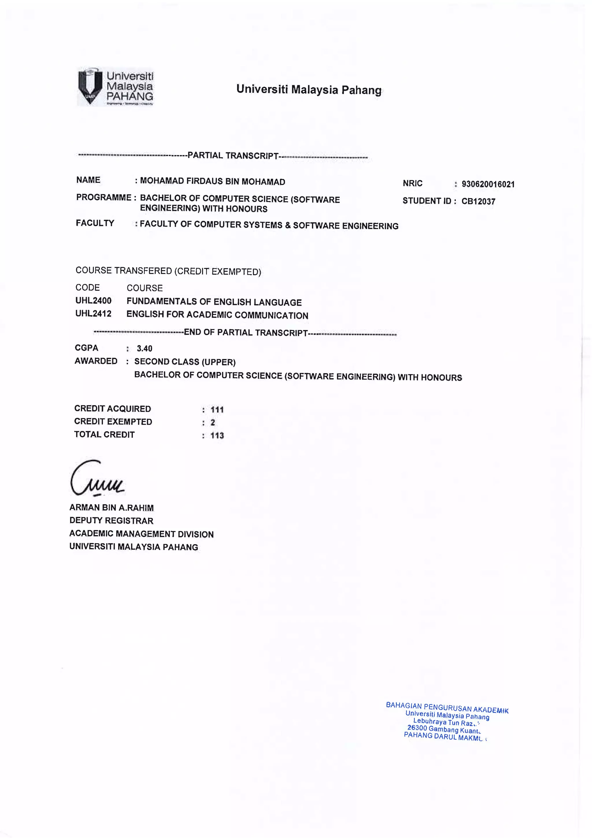 Partial transcript | PDF