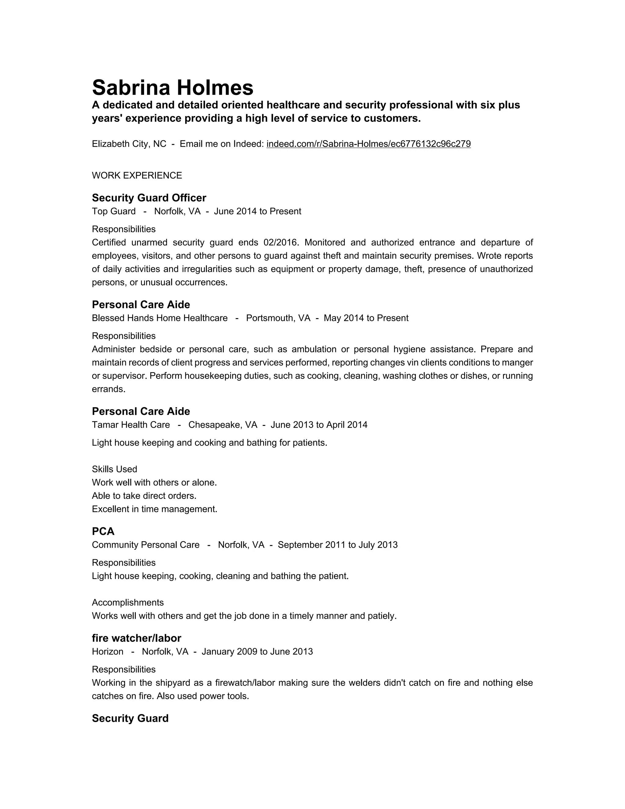 Sabrina-Holmes resume | PDF