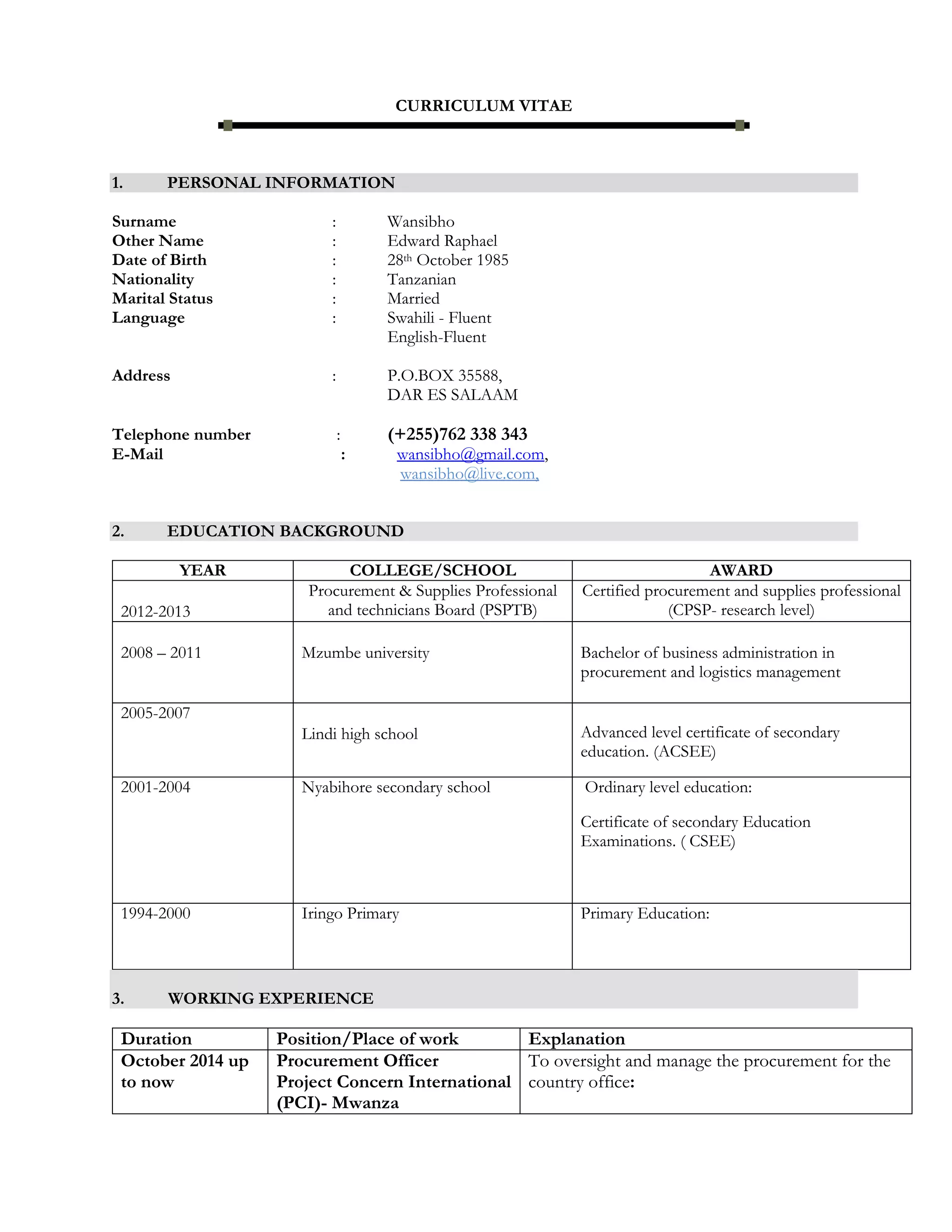 EDWARD RAPHAEL CV+ | PDF