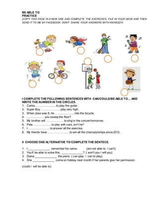 EXERCISES BE ABLE TO | DOCX