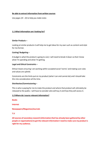 Be able to extract information from written sources | DOC