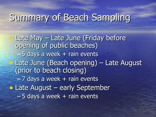 Beach and stream sanitary survey | PPT