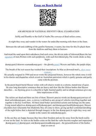 Beach Burial Essay | PDF