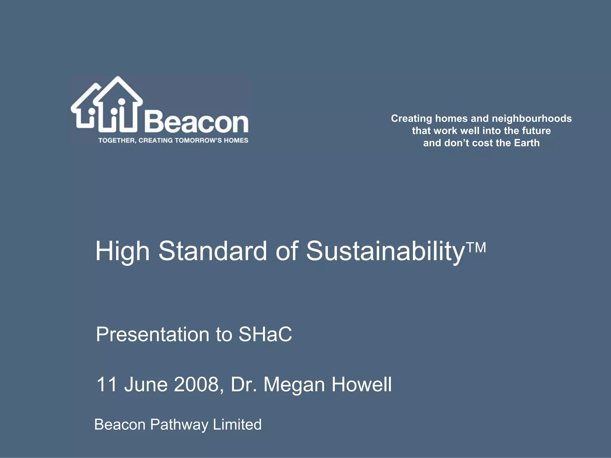 Beacon Pathway High Standard of Sustainabillity (HSS) | PPT