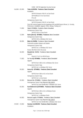 Alper Okay CV | PDF | Operating Systems | Computer Software and Applications