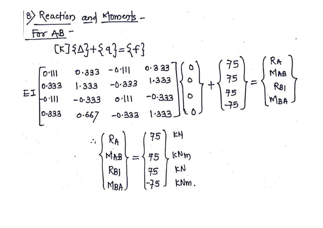 Stiffness matrix method of indeterminate beam-1 | PDF