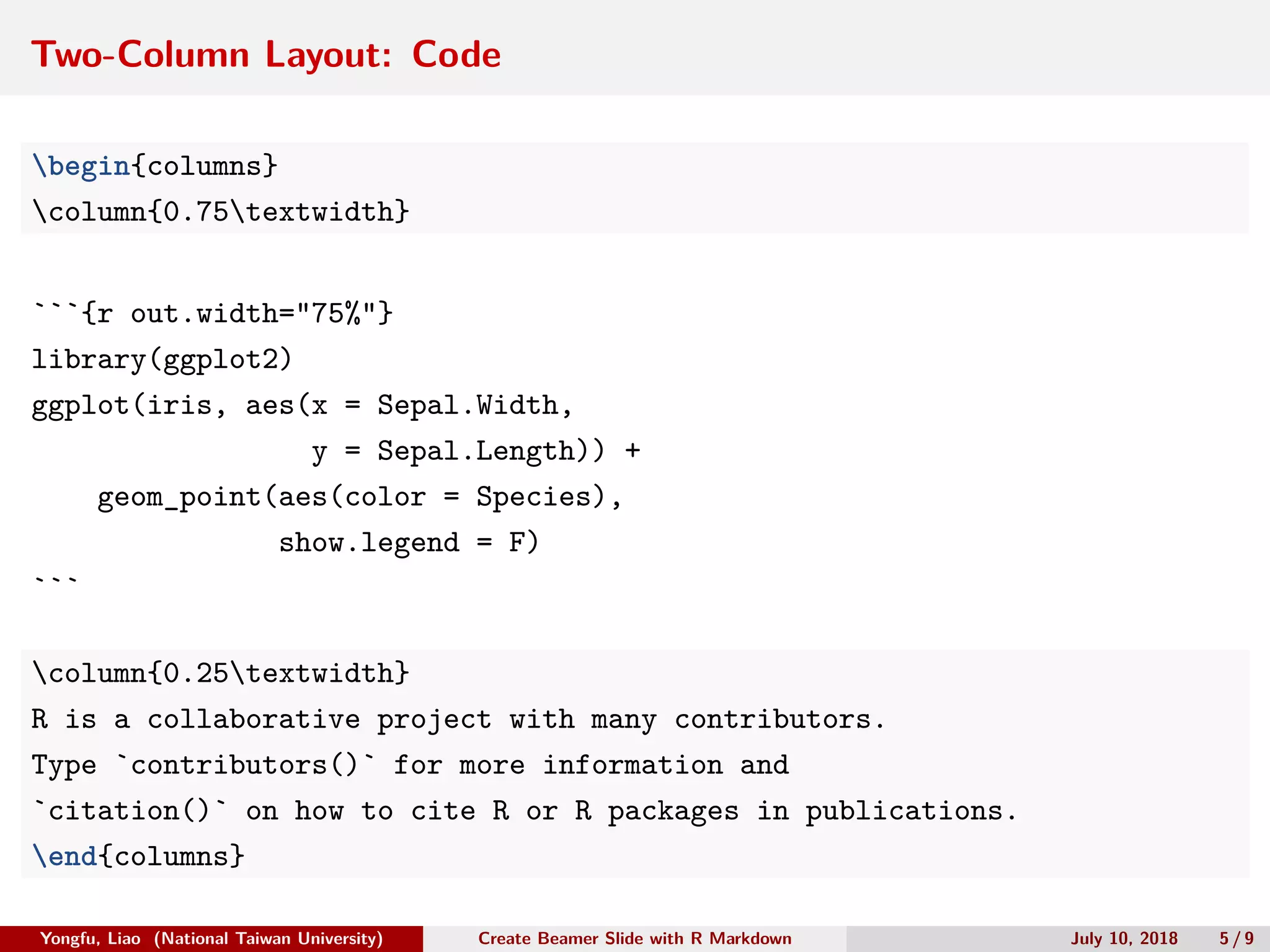 Create Beamer Slide with R Markdown | PPT