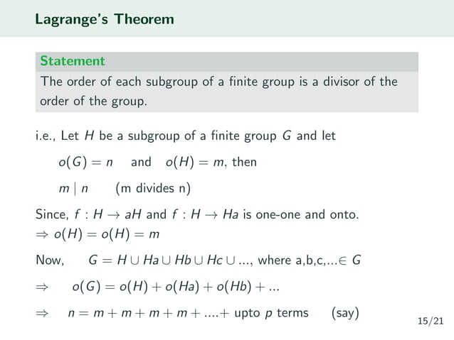 Group Theory and Its Application: Beamer Presentation (PPT) | PDF