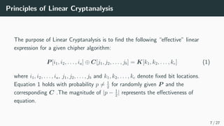 Linear Cryptanalysis Lecture 線形解読法 | PPT