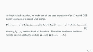 Linear Cryptanalysis Lecture 線形解読法 | PDF