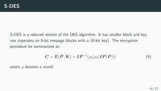 Linear Cryptanalysis Lecture 線形解読法 | PDF