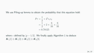 Linear Cryptanalysis Lecture 線形解読法 | PDF