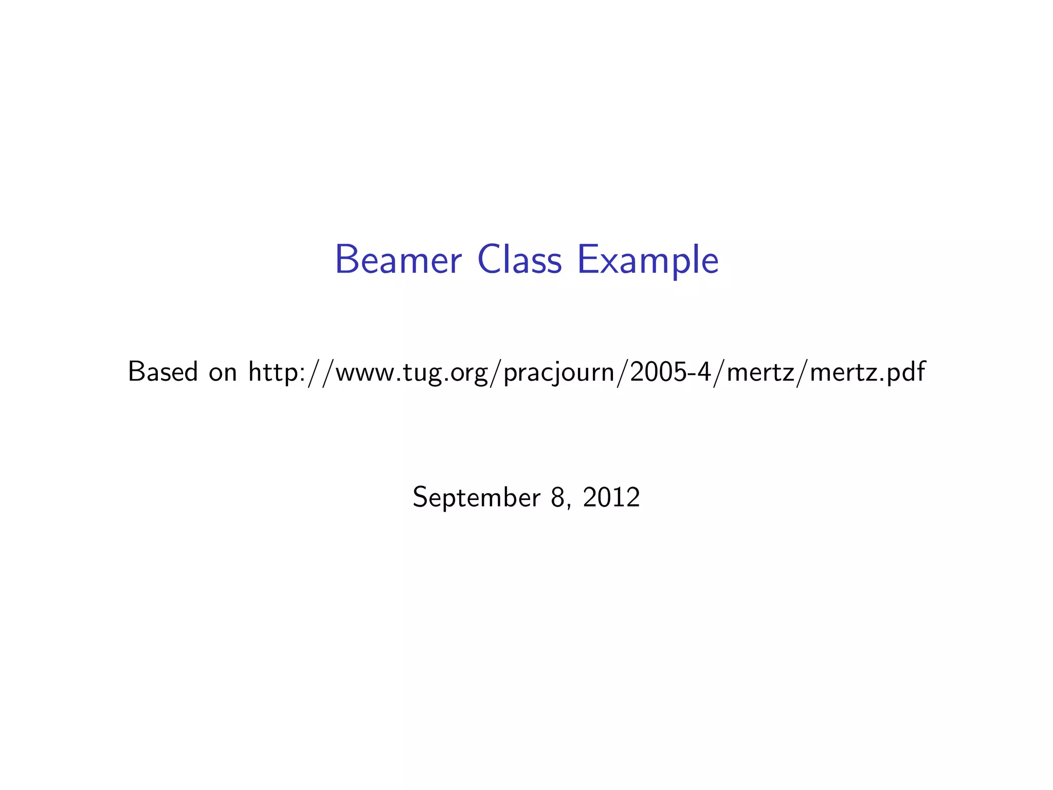 Beamer class example | PDF