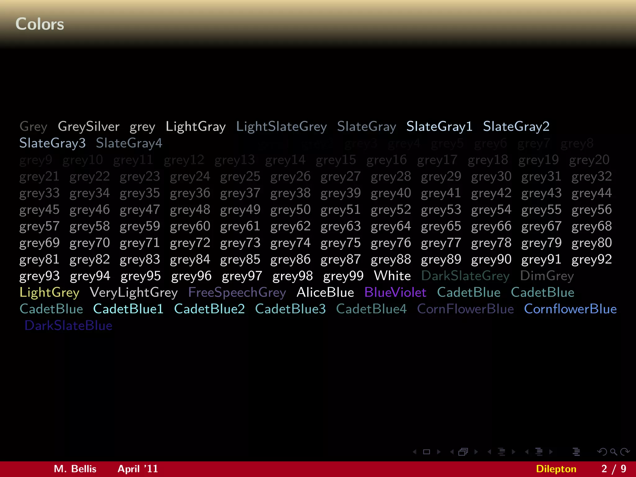 Beamer color test (black background) | PDF
