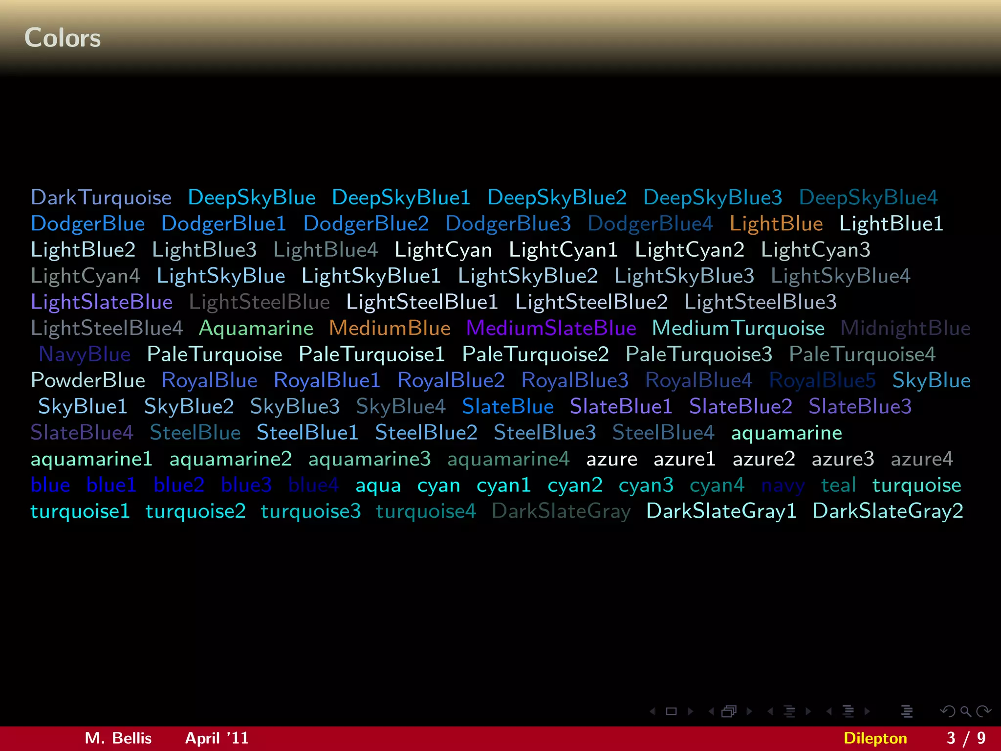Beamer color test (black background) | PDF