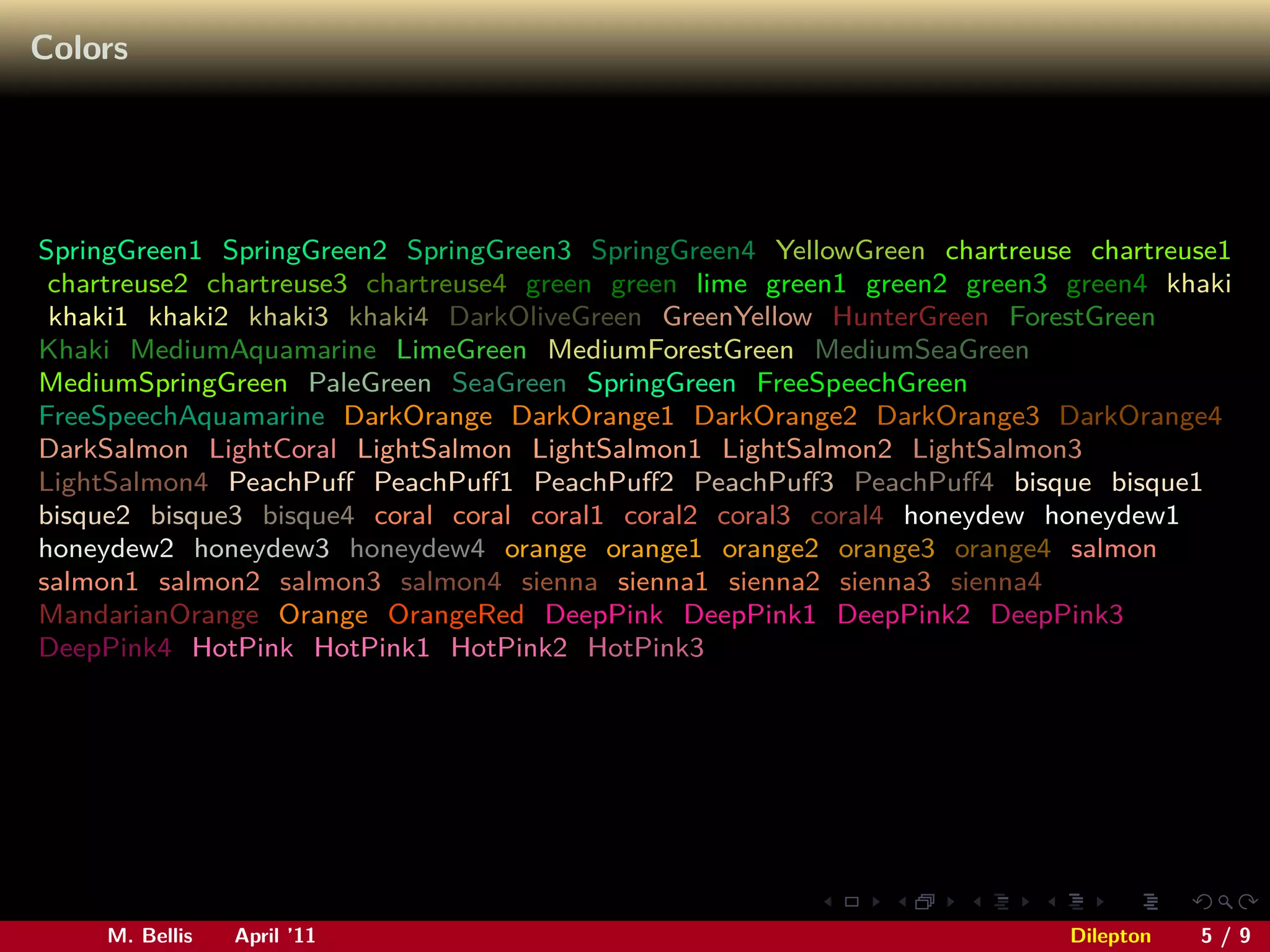 Beamer color test (black background) | PDF