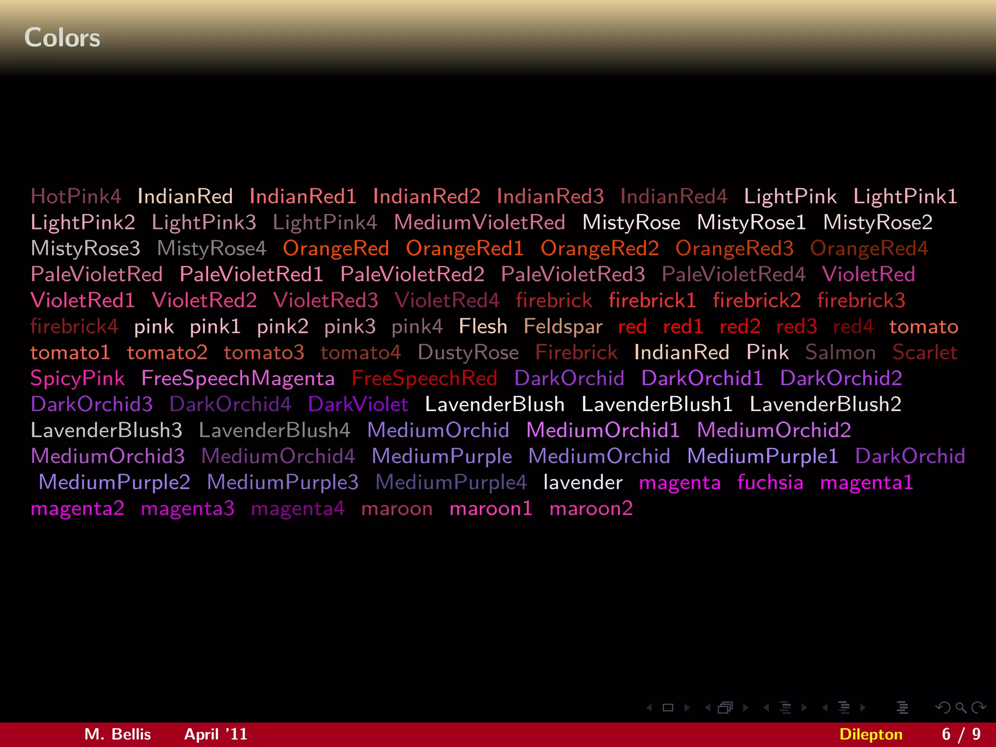 Beamer color test (black background) | PDF