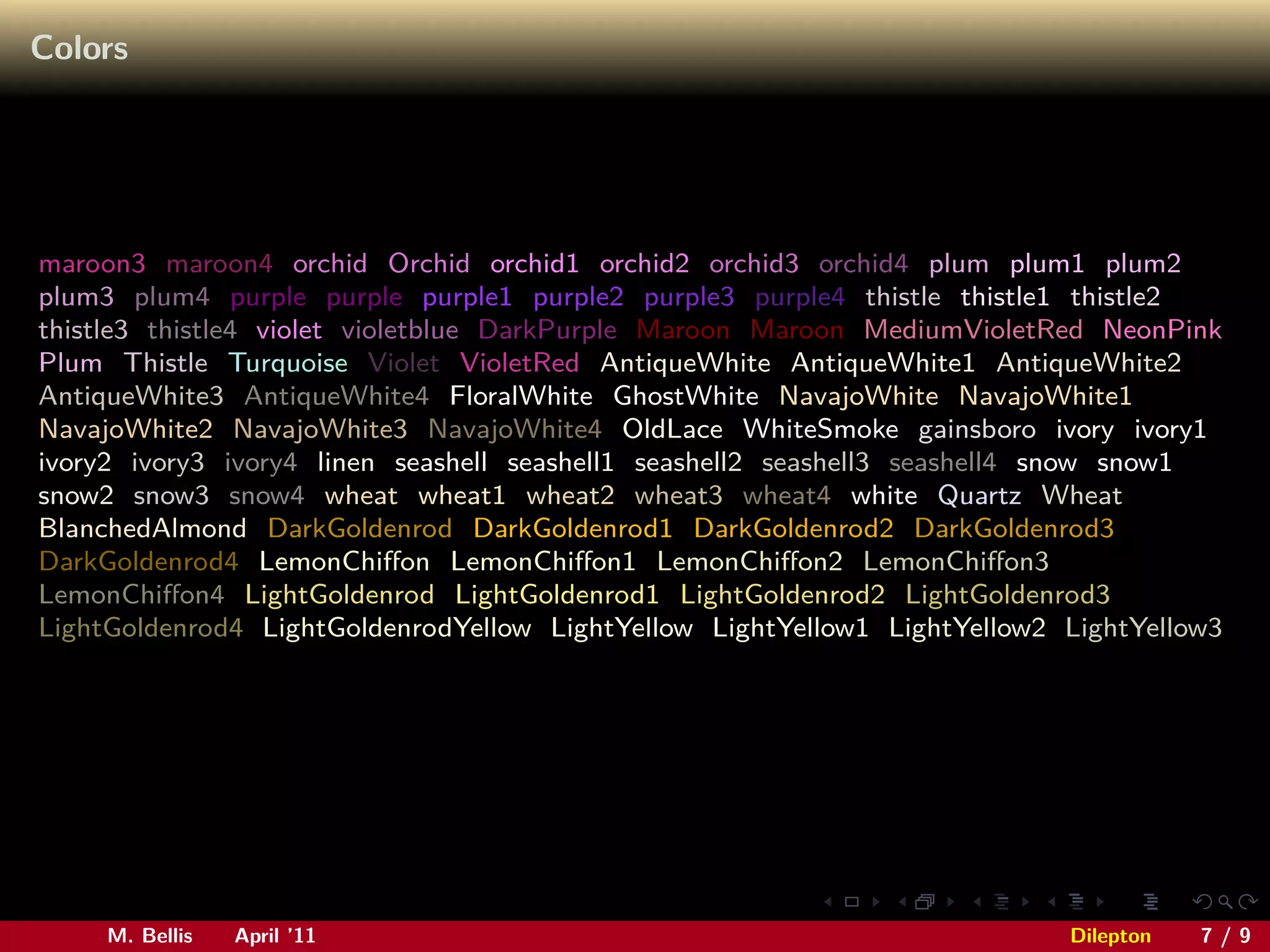 Beamer color test (black background) | PDF