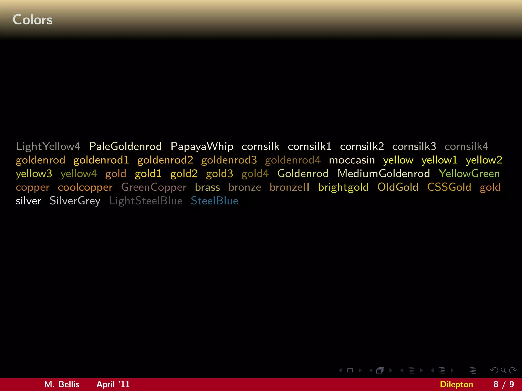 Beamer color test (black background) | PDF