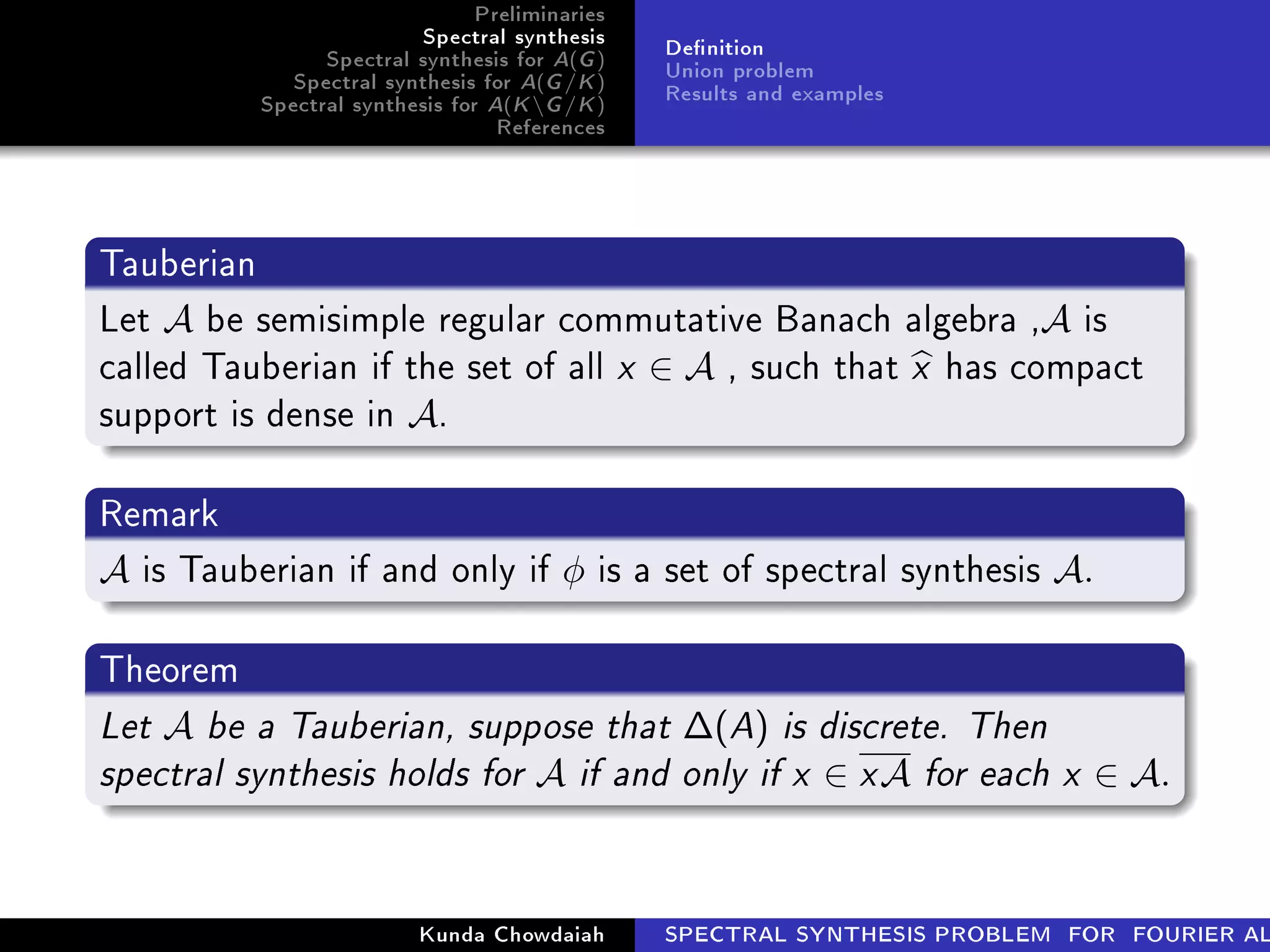 SPECTRAL SYNTHESIS PROBLEM FOR FOURIER ALGEBRAS | PPT